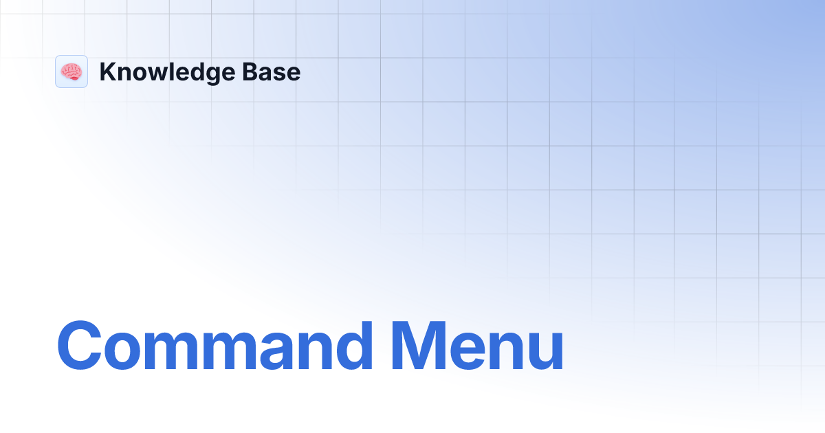 Command Menu | Knowledge Base